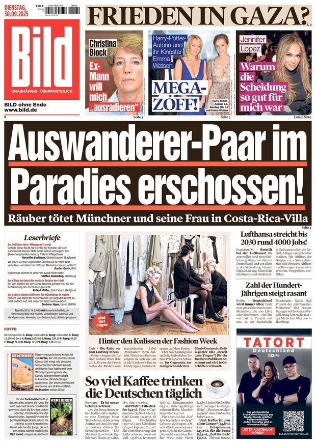Bild - Today's Front Page, 30/09/2025