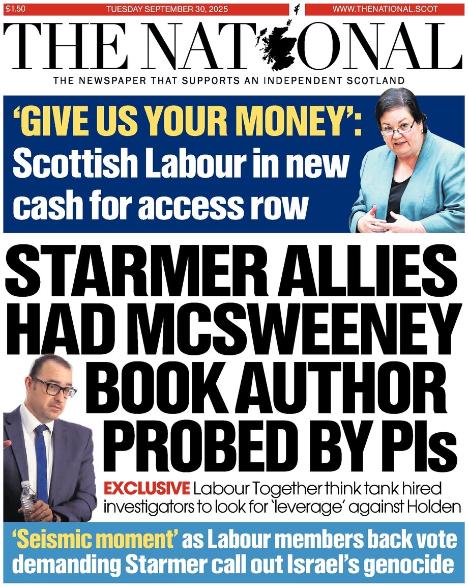The National (Scotland) - Today's Front Page, 30/09/2025