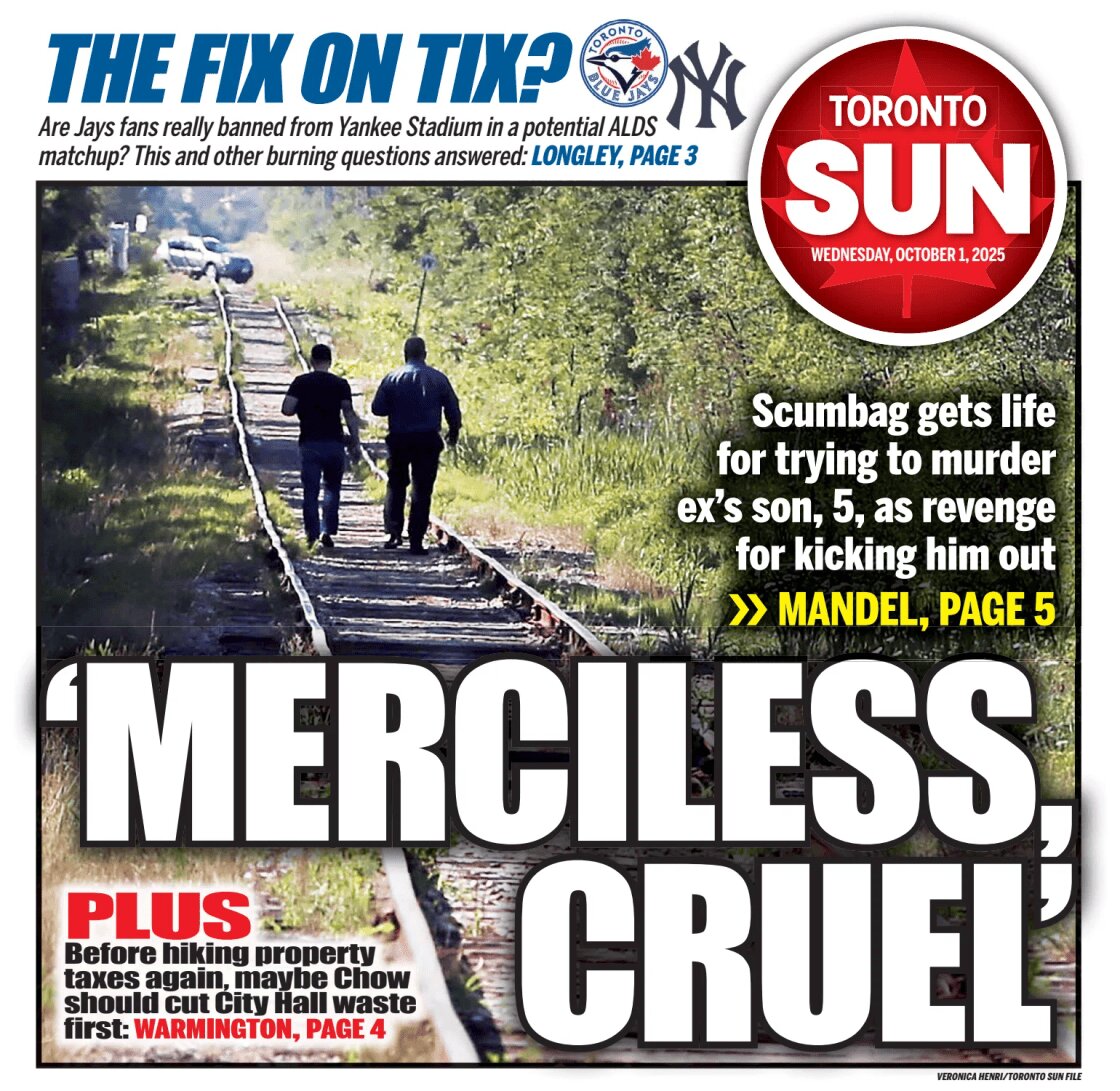 Toronto Sun - Today's Front Page, 01/10/2025