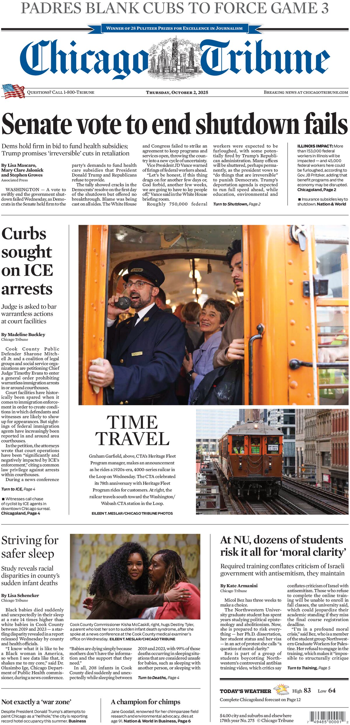 Chicago Tribune - Today's Front Page, 02/10/2025