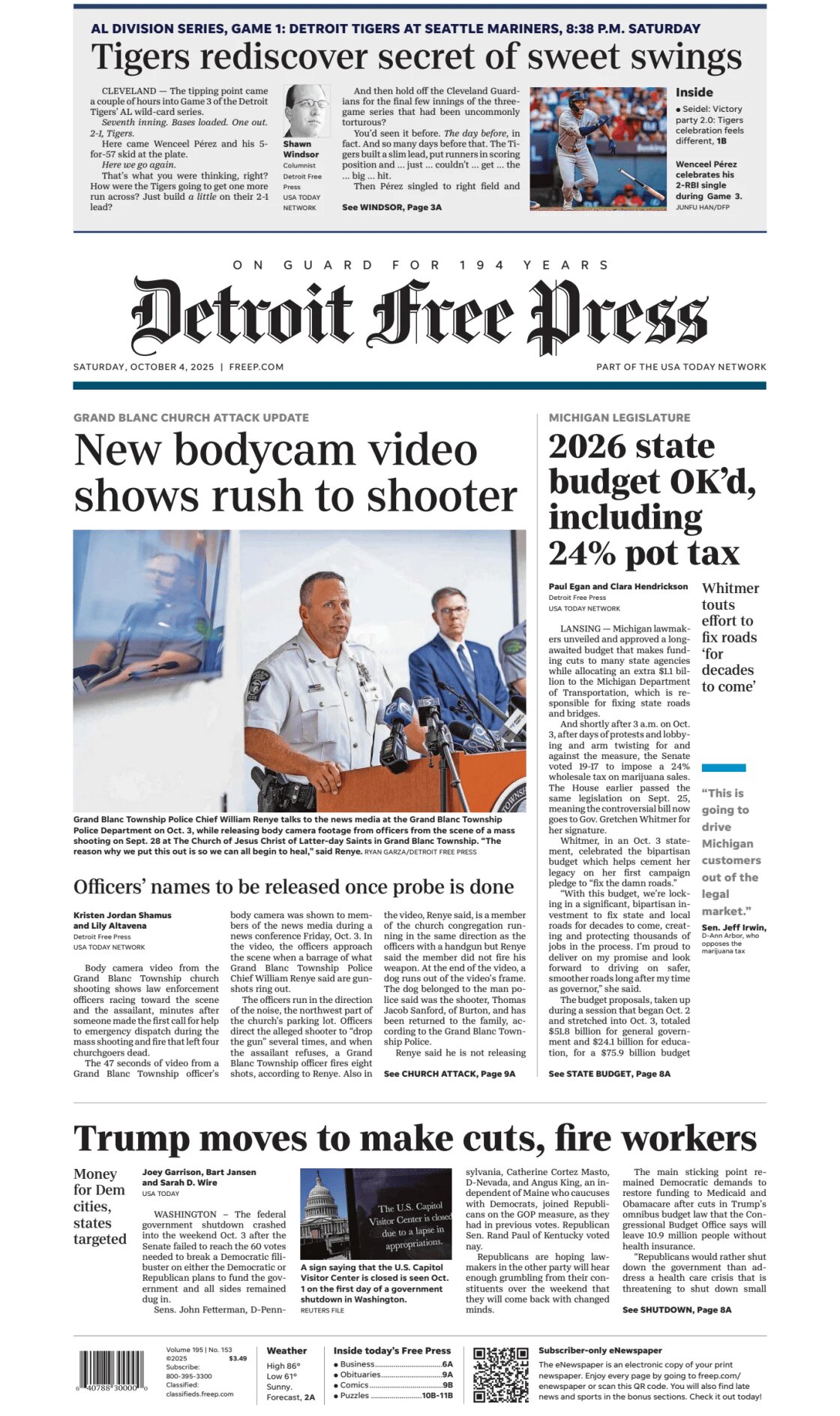 Detroit Free Press - Today's Front Page, 04/10/2025