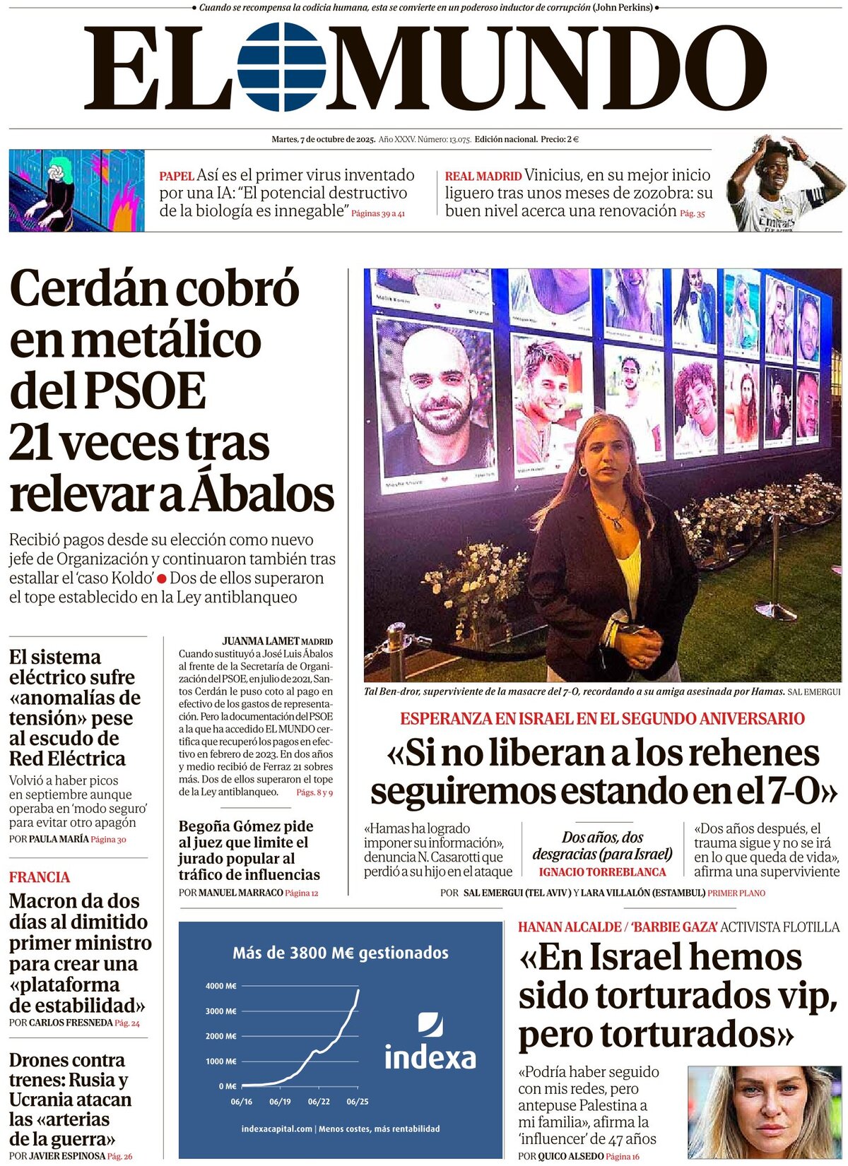 El Mundo - Today's Front Page, 07/10/2025