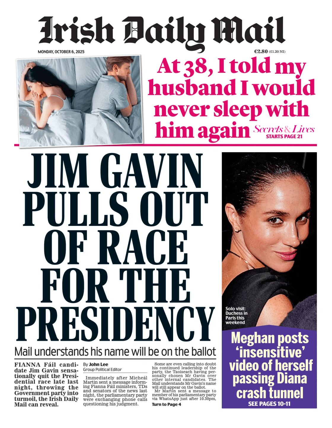 Irish Daily Mail - Today's Front Page, 06/10/2025