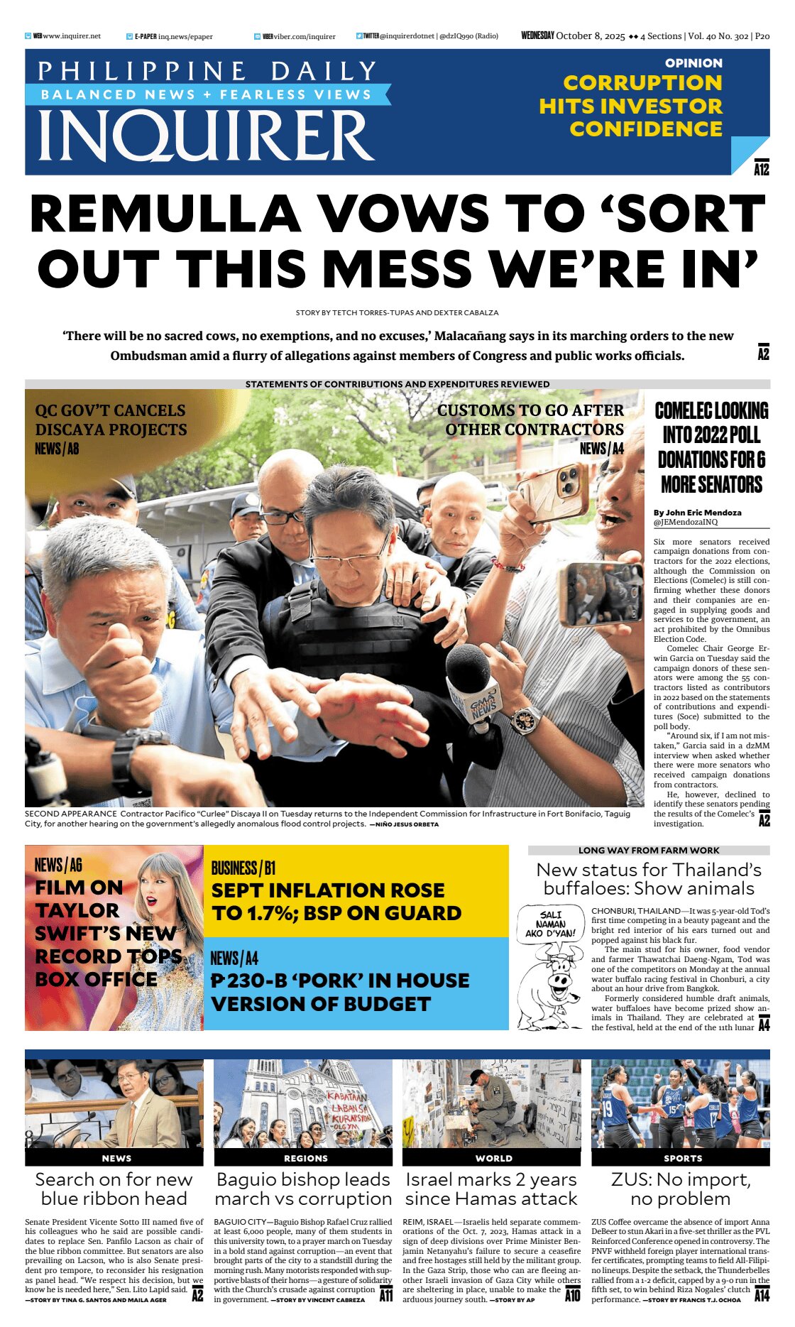 Philippine Daily Inquirer - Today's Front Page, 08/10/2025