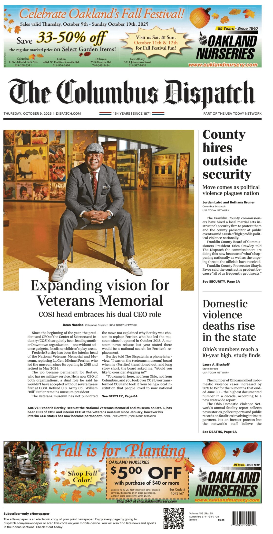 The Columbus Dispatch - Today's Front Page, 09/10/2025