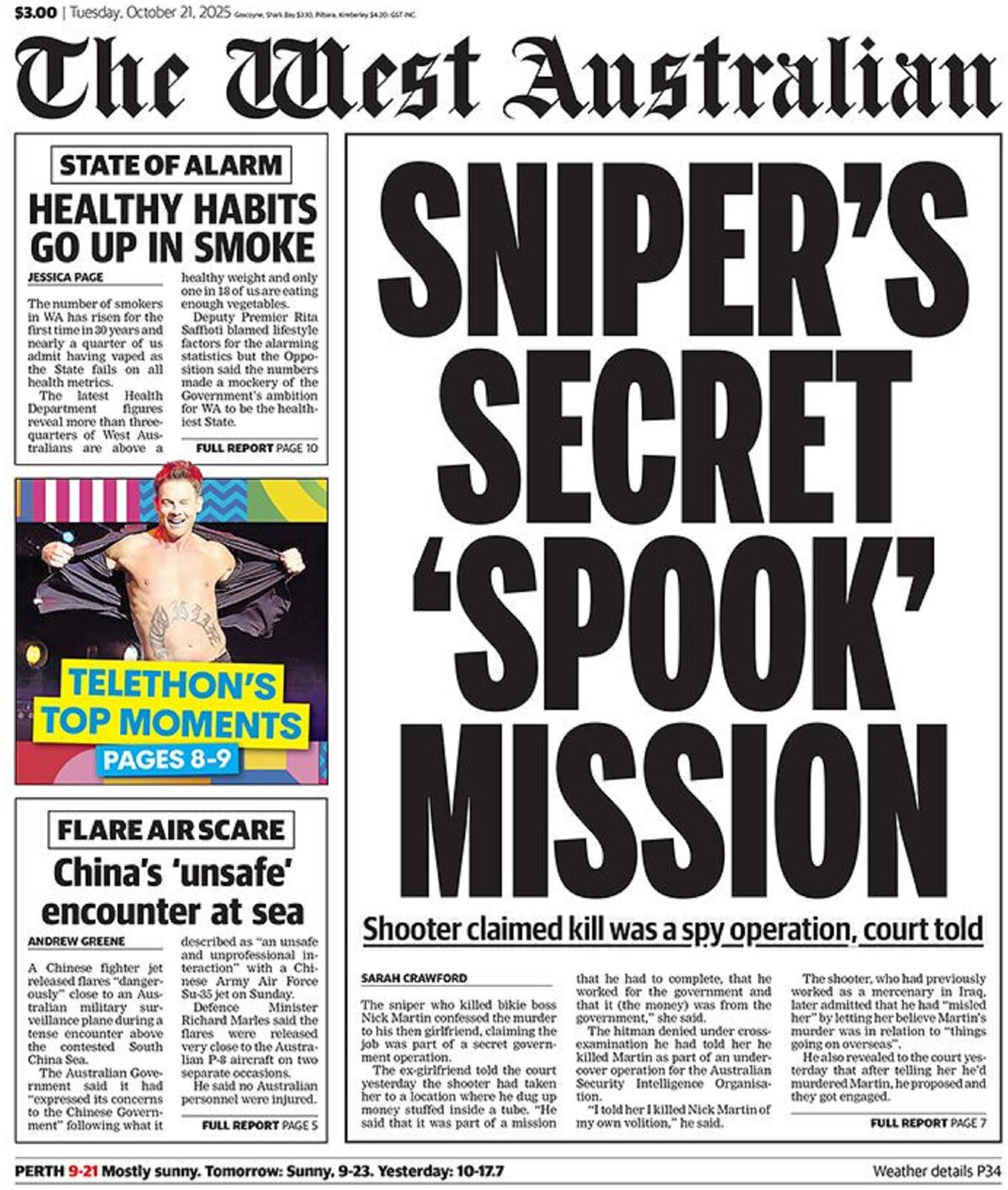 The West Australian - Today's Front Page, 21/10/2025