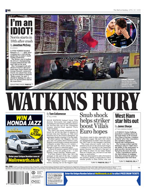 Today's Back Pages and Sports Newspaper Front Pages