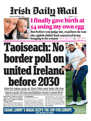 Irish Daily Mirror - Today's Front Page, 29/09/2025
